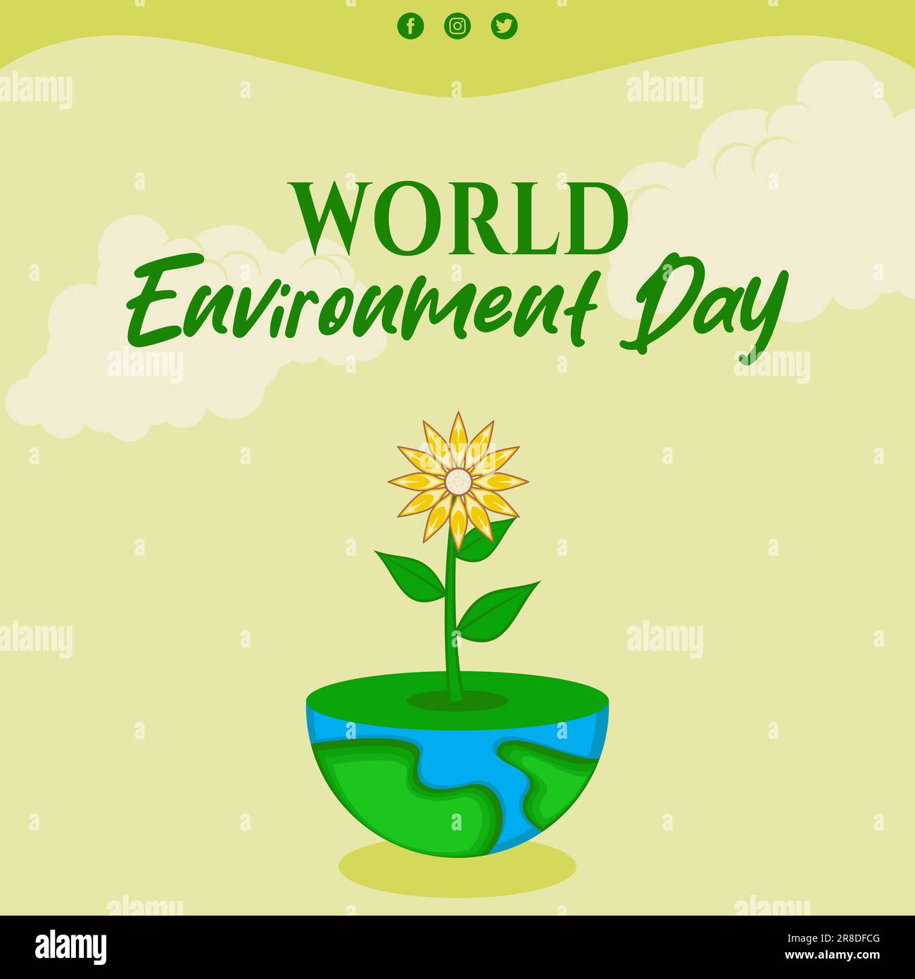 world environment day vector template background with green plant Stock ...