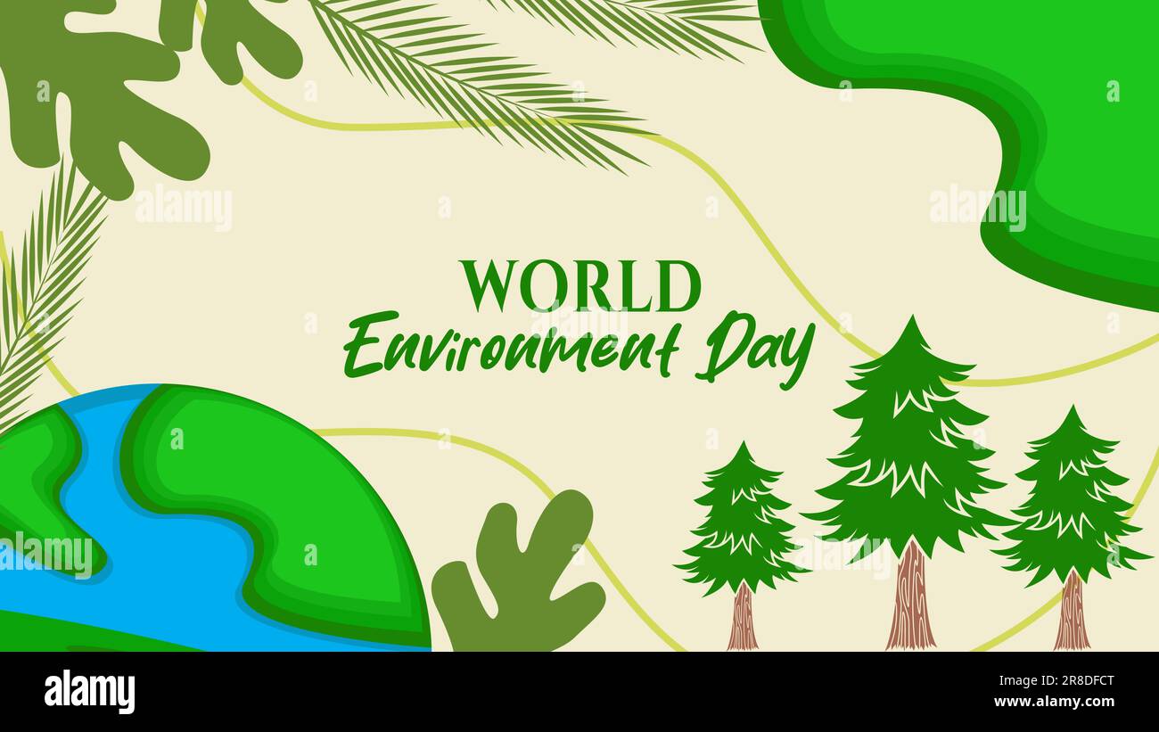 world environment day vector template background with green plant Stock ...
