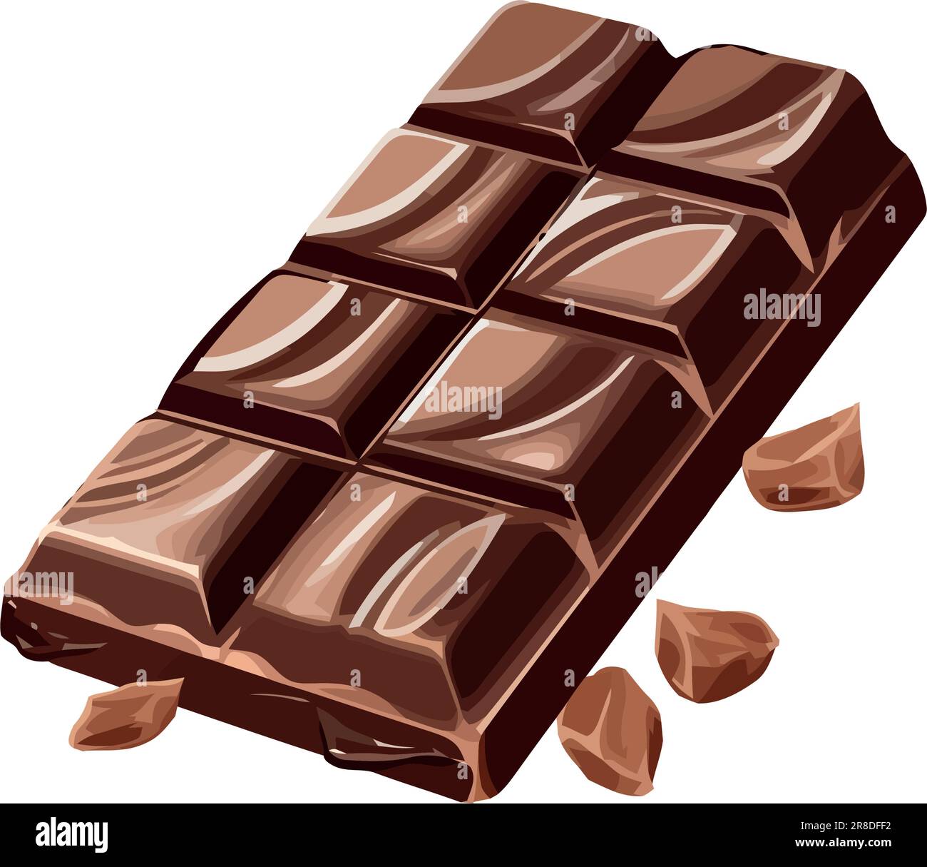 Broken chocolate bar stack, sweet refreshment snack Stock Vector Image ...