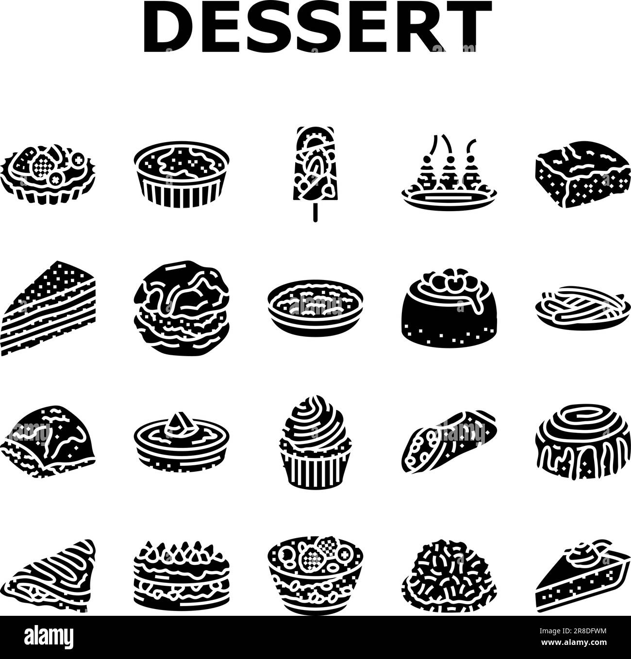 dessert sweet food cake candy icons set vector Stock Vector Image & Art ...