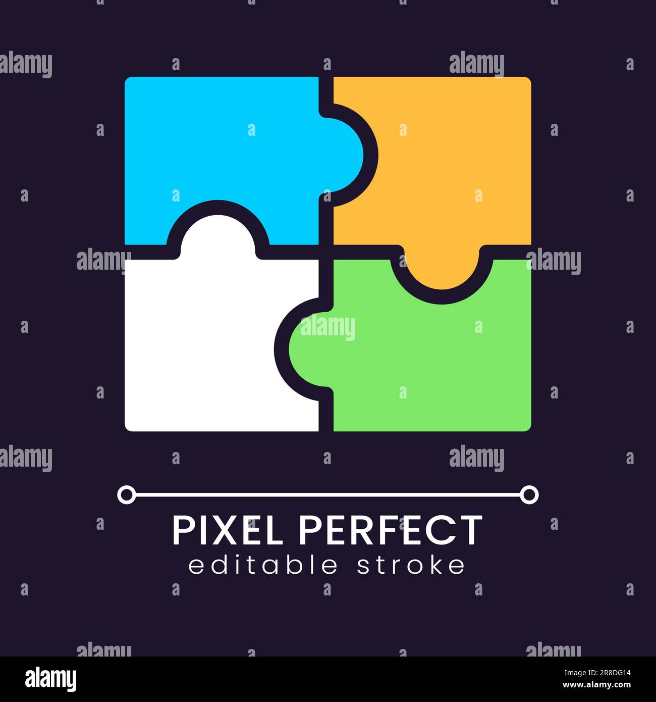 Jigsaw puzzle pieces pixel perfect RGB color icon for dark theme Stock ...