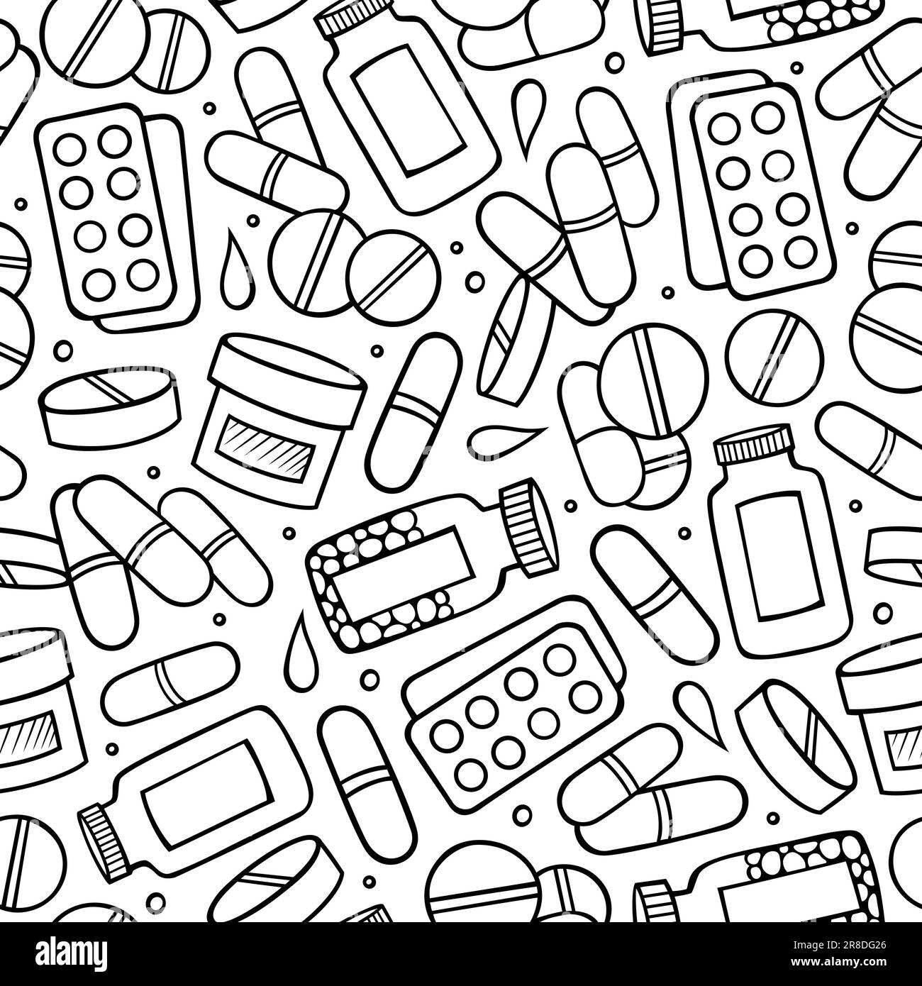 Cartoon cute doodles hand drawn Medicine seamless pattern. Colorful ...