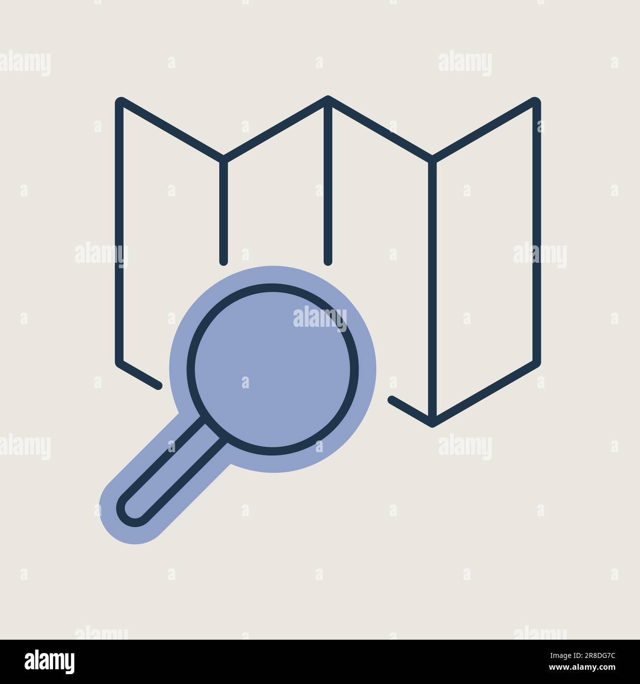 Map with magnifier vector icon. Navigation sign. Graph symbol for ...