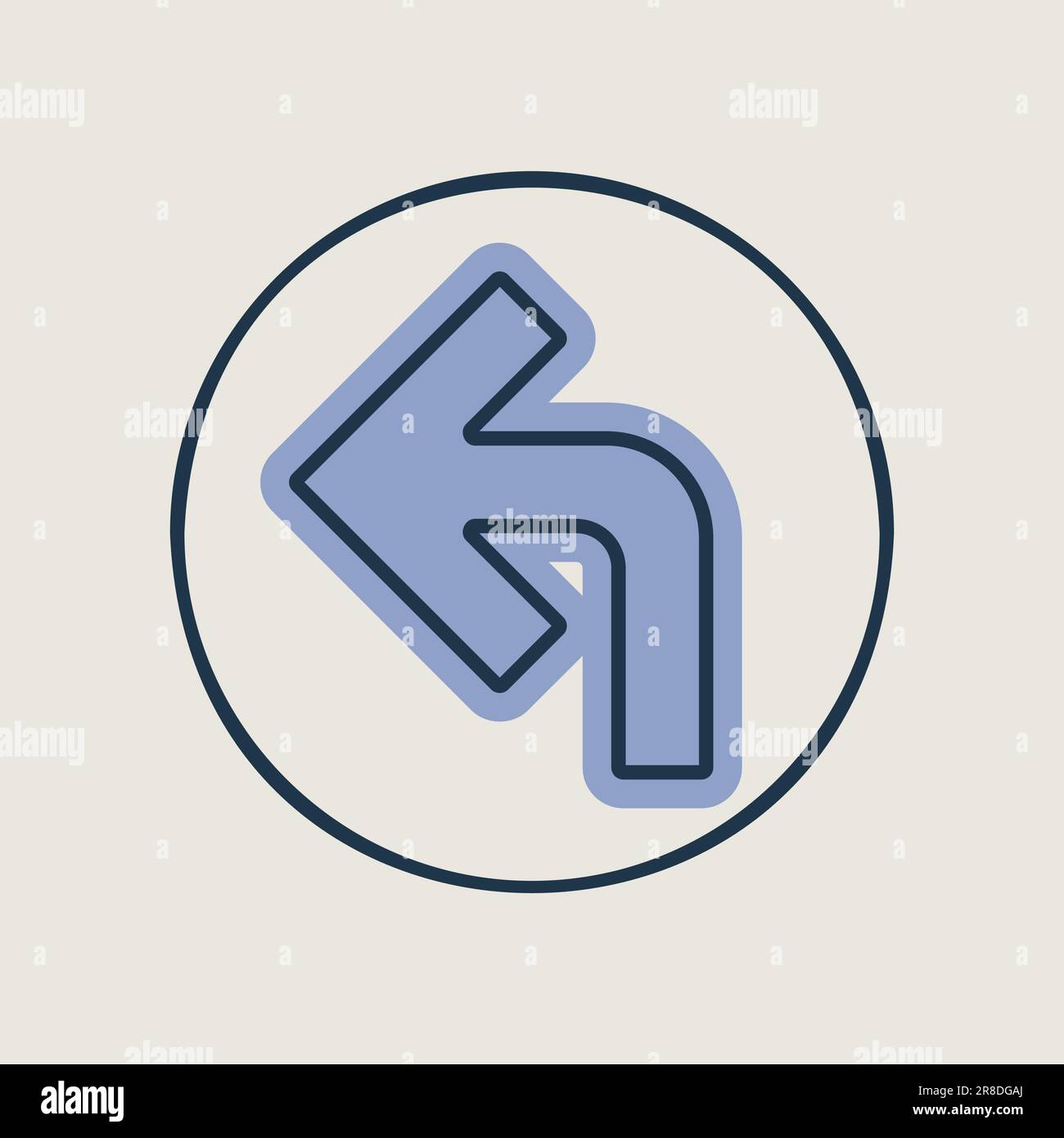 Turn left arrow vector icon. Navigation sign. Graph symbol for travel and tourism web site and ...