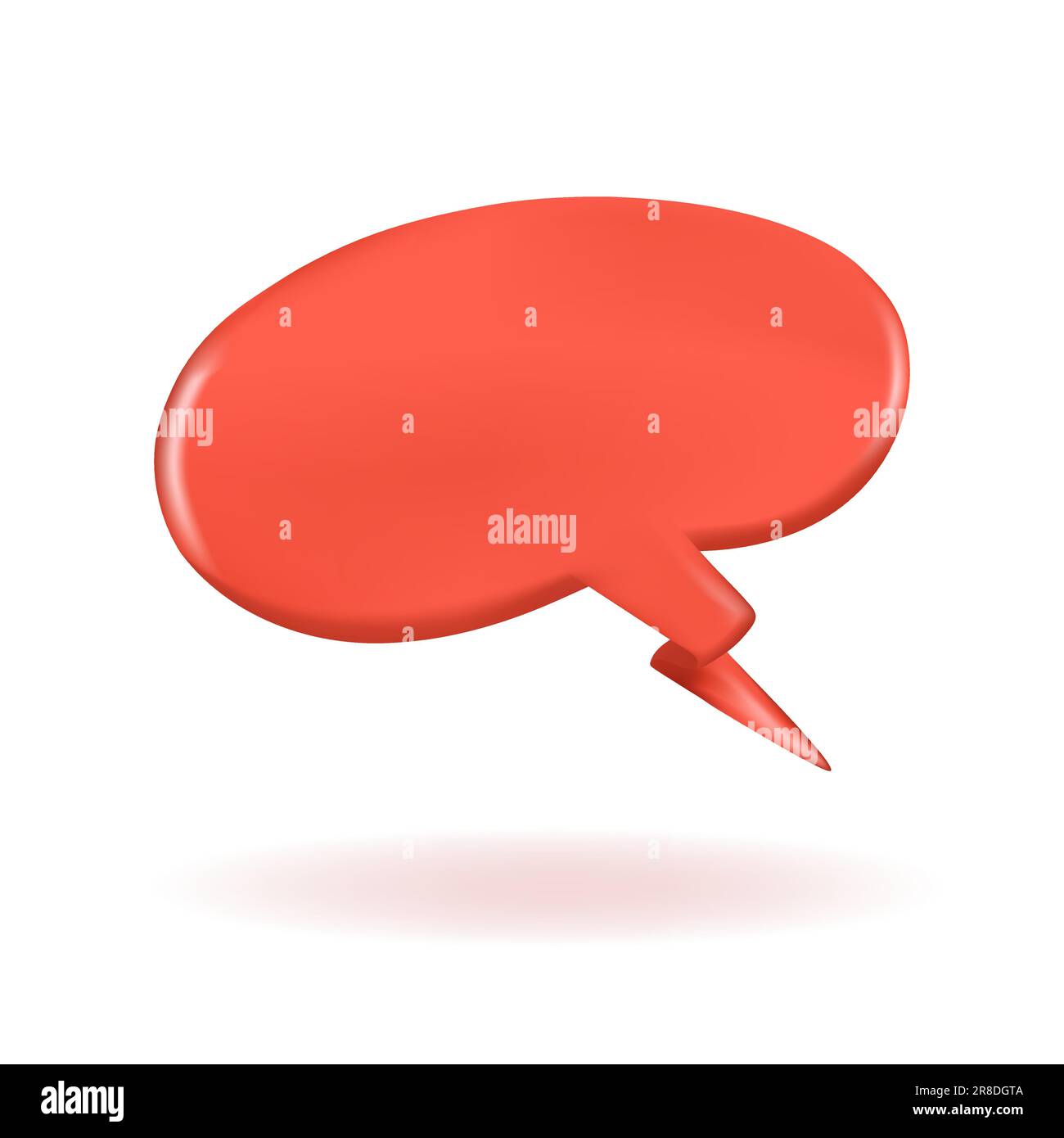 Glossy 3D render retro speech bubble in red color, oval shape, shadow ...