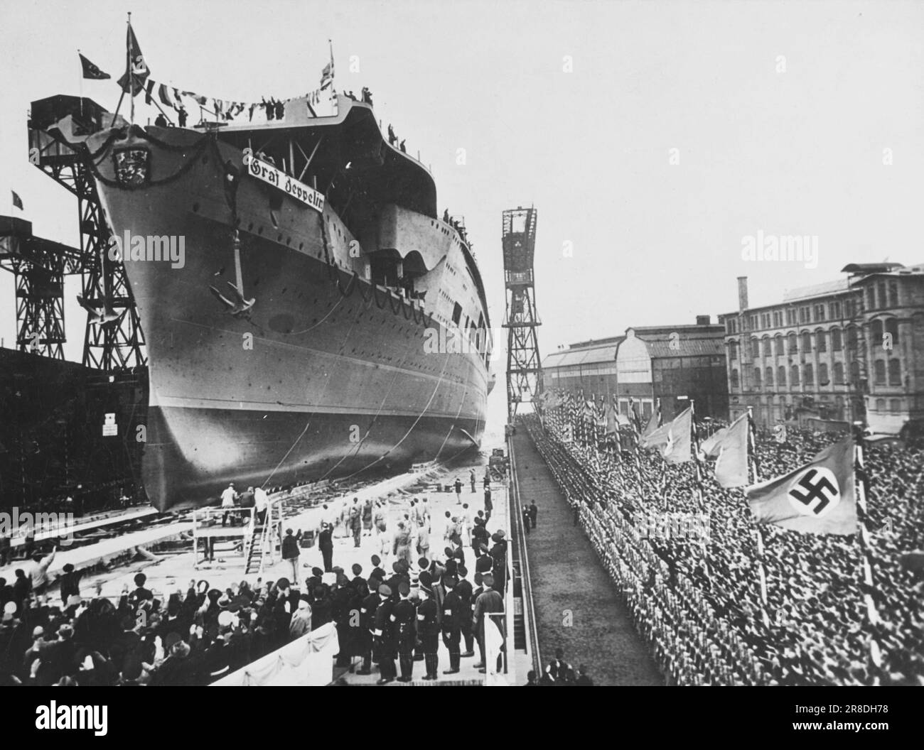 Graf Zeppelin aircraft carrier launch, Kiel, Germany, 1938 Stock Photo - Alamy