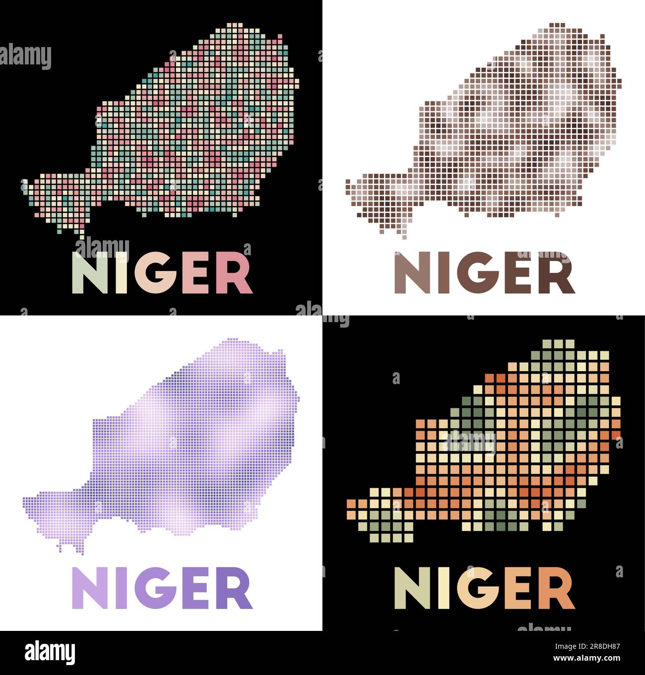 Niger map. Collection of maps of Niger in dotted style. Borders of the ...