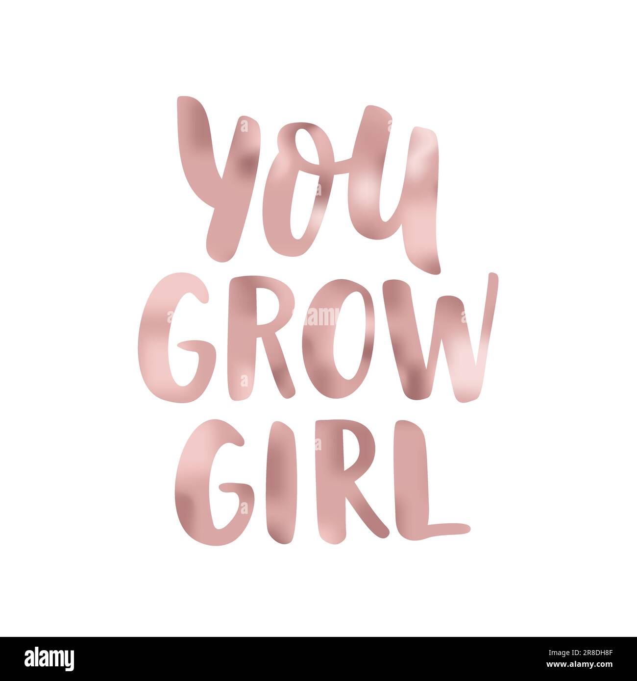 YOU GROW GIRL hand drawn brush calligraphy. Text you grow girl on white ...