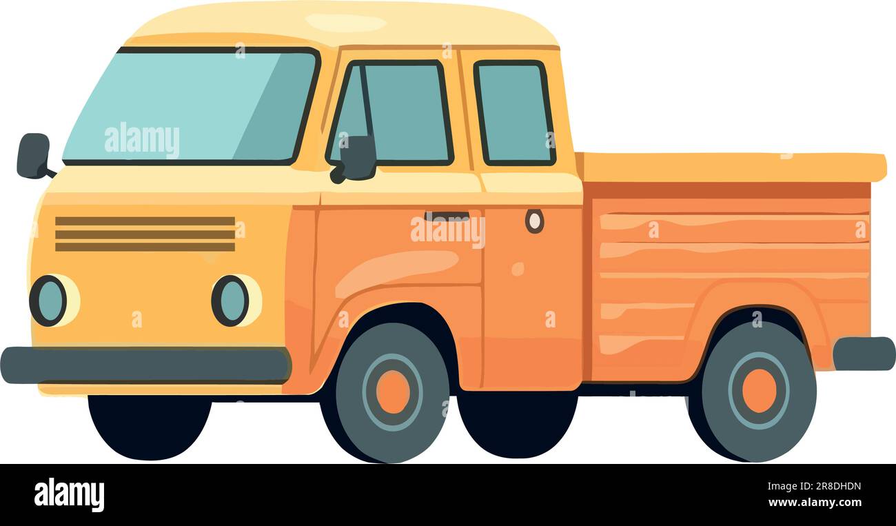 Yellow pick up truck delivering fun Stock Vector Image & Art - Alamy