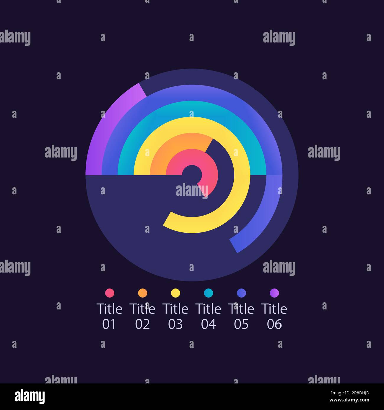 Radial bar infographic chart design template for dark theme Stock ...