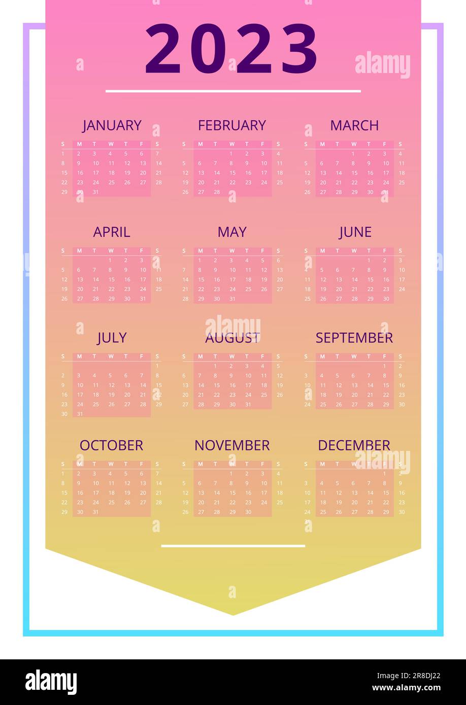 Pink pennant for achievements wall calendar design template for 2023 ...