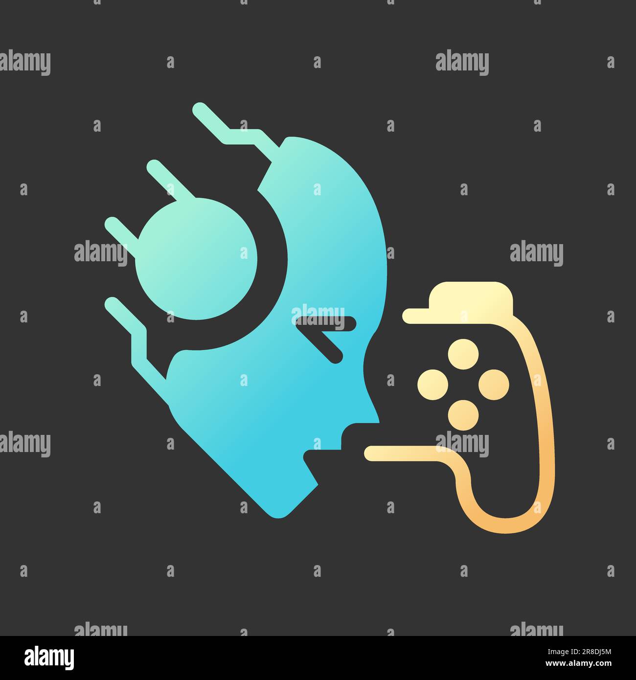 AI play games gradient glyph icon with lineart for dark theme Stock ...