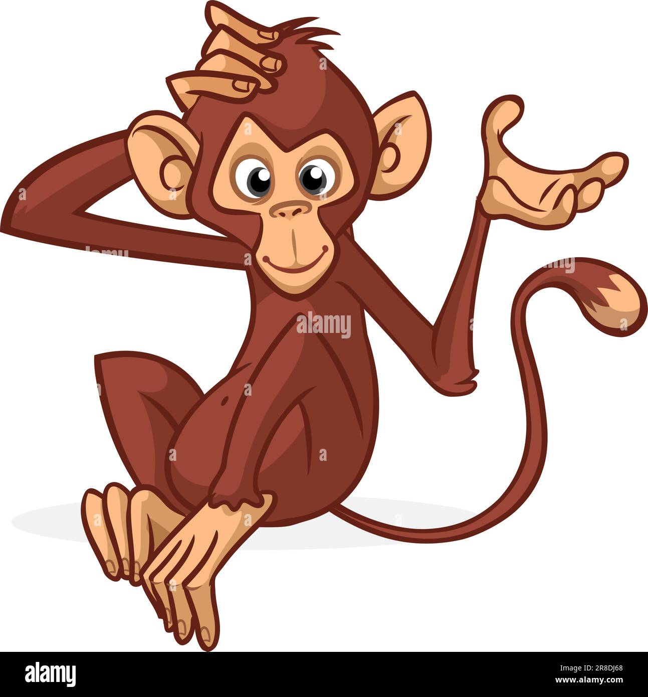 Cartoon monkey chimpanzee. Vector illustration of happy monkey ...