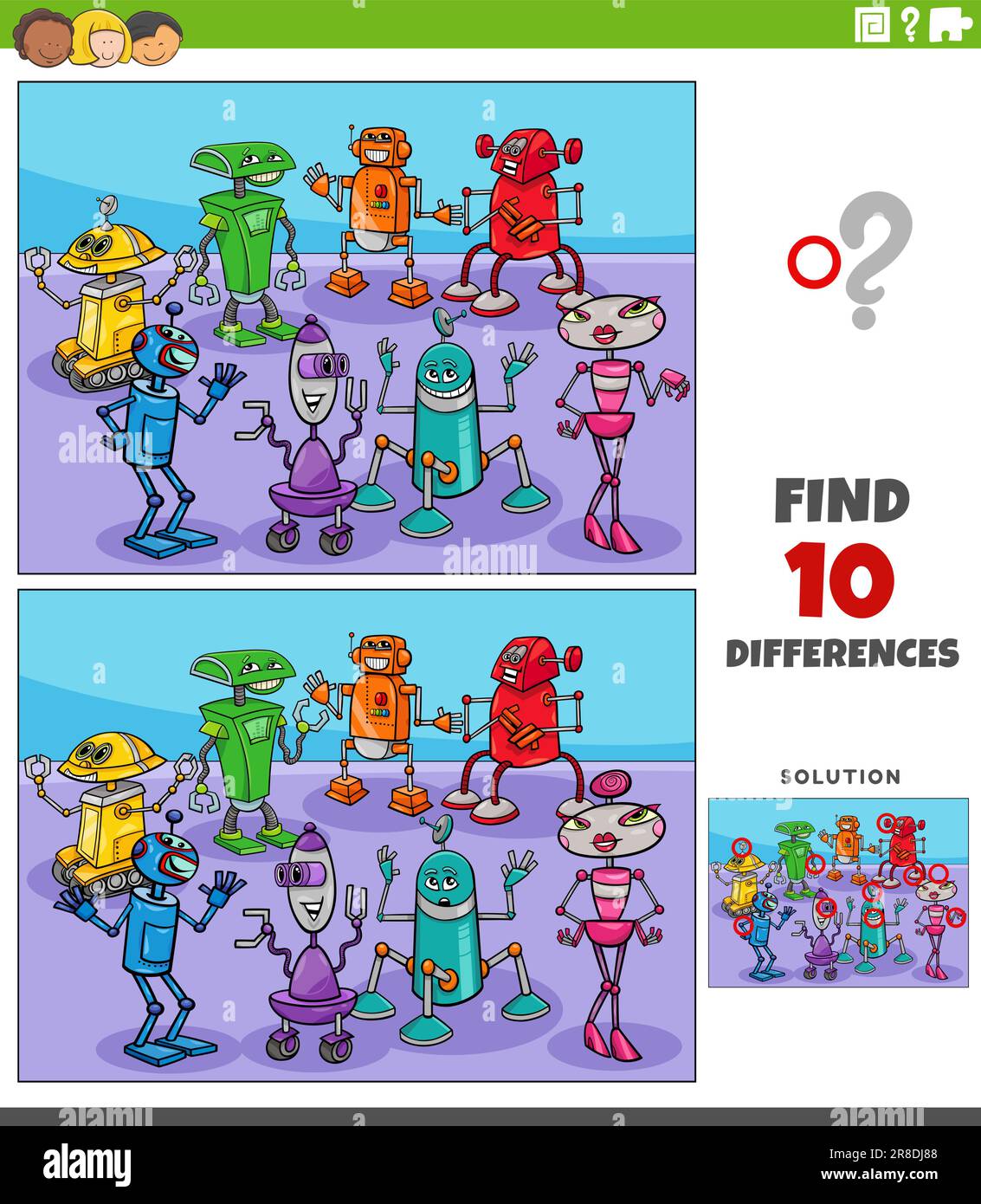 Cartoon illustration of finding the differences between pictures ...