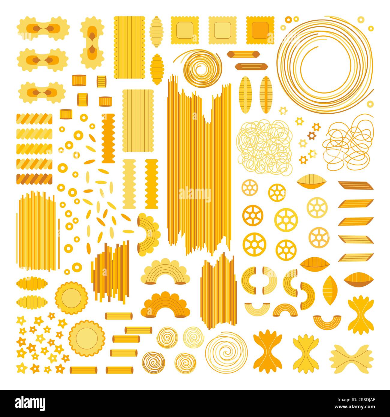 Italian Pasta Spaghetti and Noddles Types Set Stock Vector Image & Art ...
