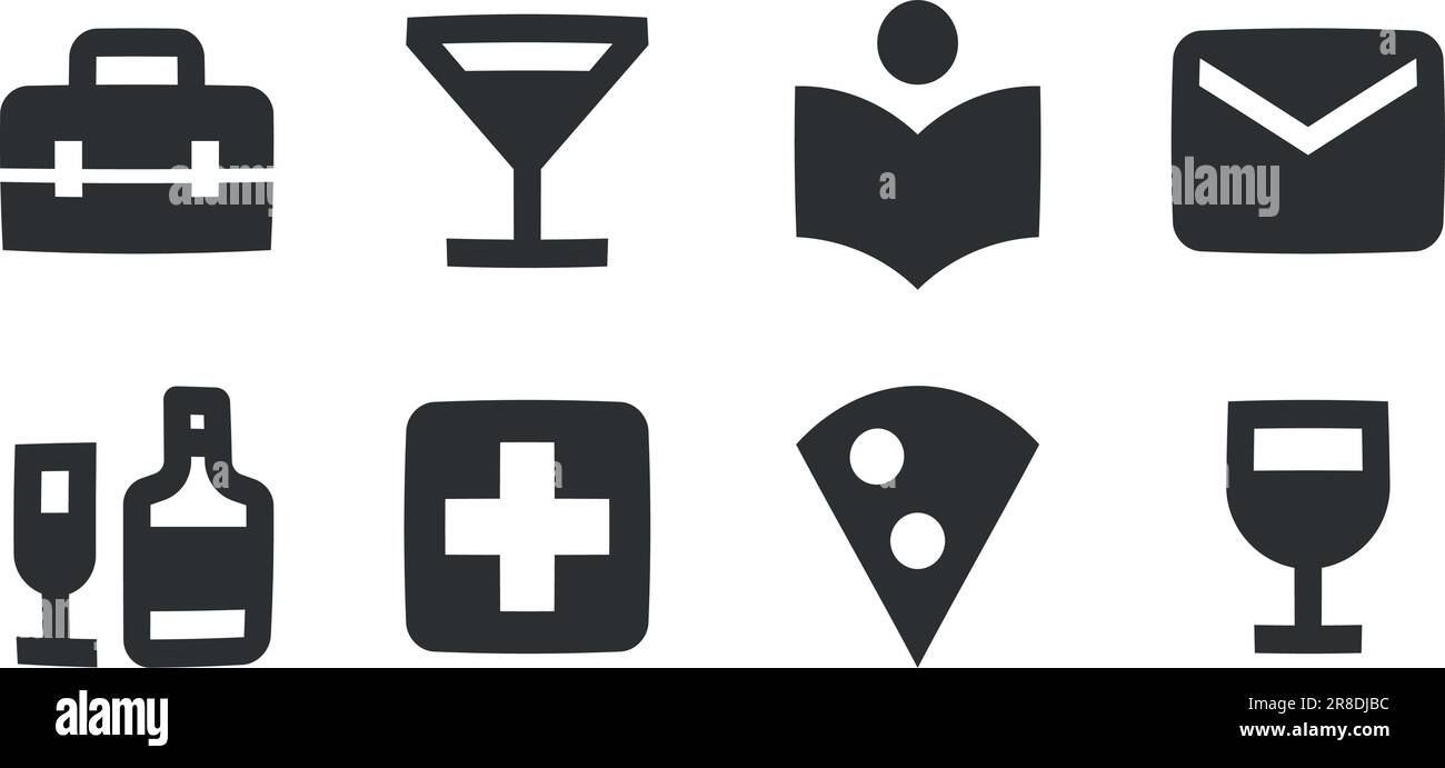 Set Of 8 Icons Maps Vector Collection Thin Line Web Icon Outline Isolated Signs Linear