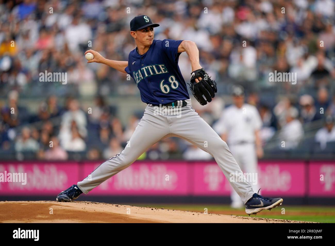 Seattle Mariners starting pitcher George Kirby (68) throws in the first ...