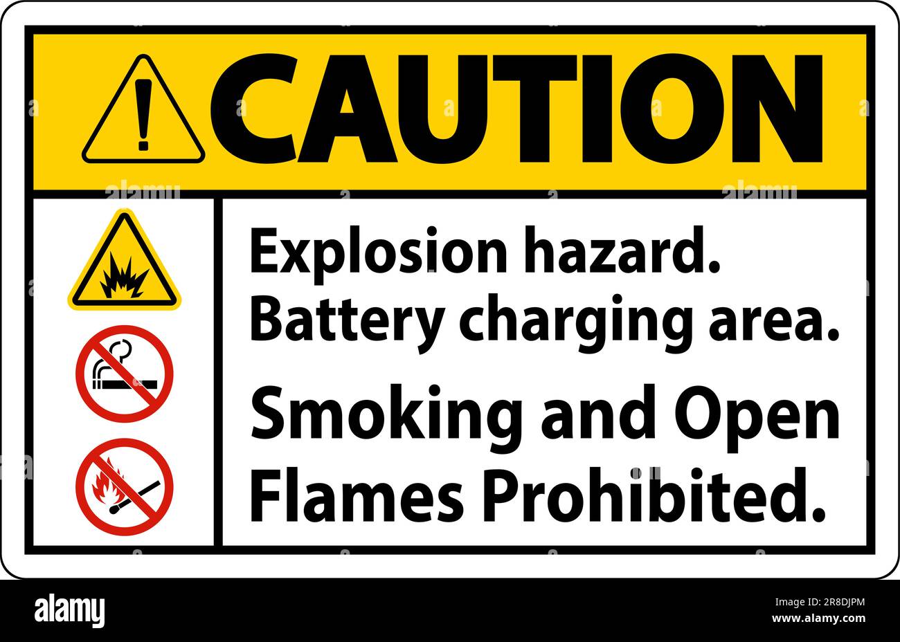 Caution Sign Explosion Hazard, Battery Charging Area, Smoking And Open ...