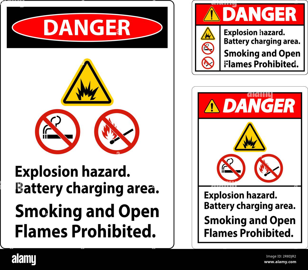 Danger Sign Explosion Hazard, Battery Charging Area, Smoking And Open ...