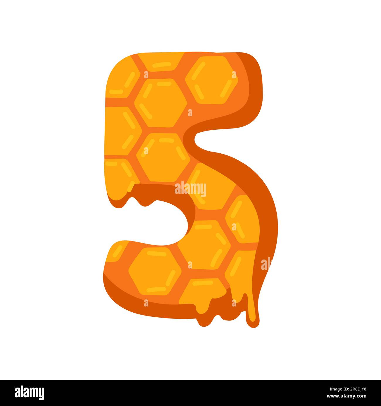 Five, fifth number in shape of honey honeycomb, 5 cartoon Thanksgiving ...