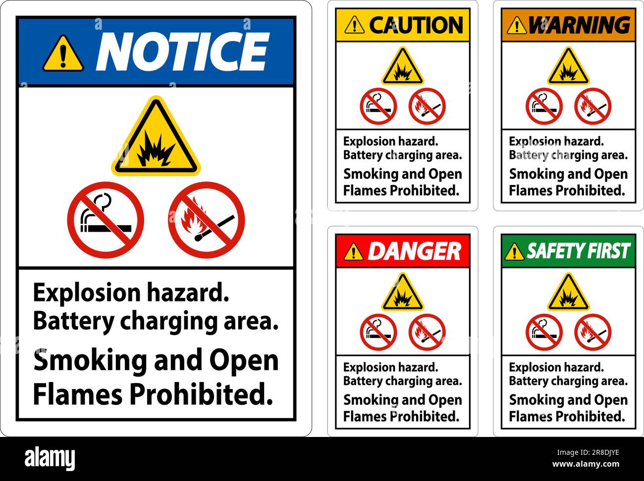 Danger Sign Explosion Hazard, Battery Charging Area, Smoking And Open ...