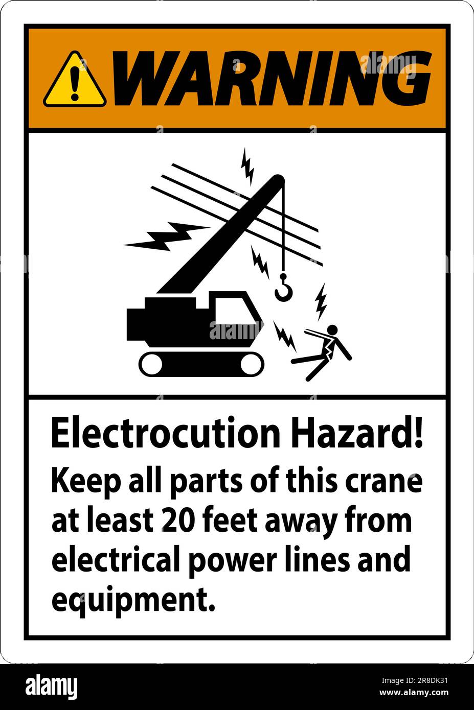 Warning Sign Electrocution Hazard, Keep All Parts Of This Crane At ...
