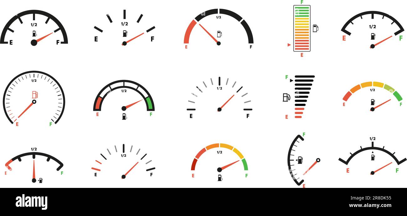 Fuel gauge scales. Gas meter, petrol level indicator for car dashboard ...
