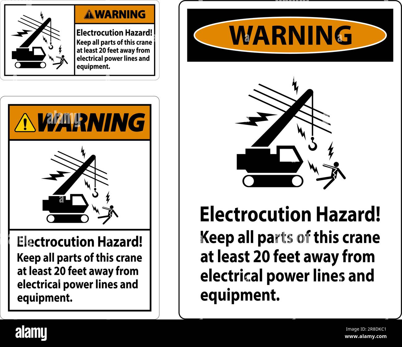 Warning Sign Electrocution Hazard, Keep All Parts Of This Crane At ...