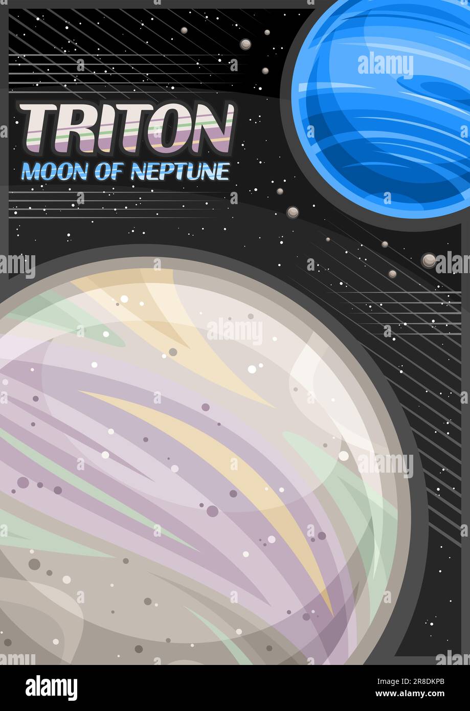 Vector Poster for Triton, vertical banner with illustration of rotating ...