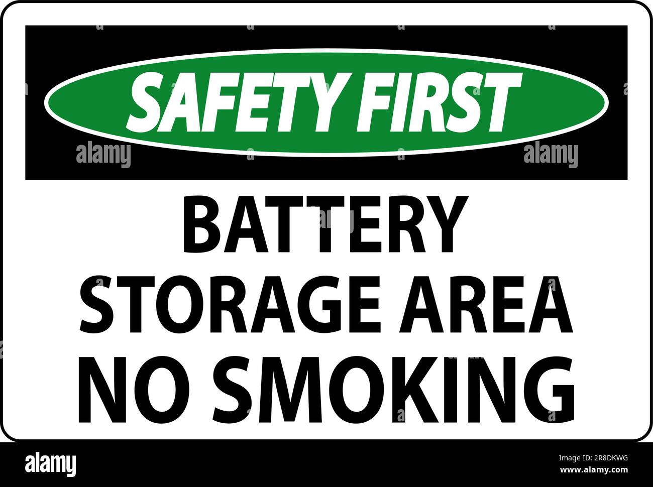 Safety First Sign Battery Storage Area No Smoking Stock Vector Image ...