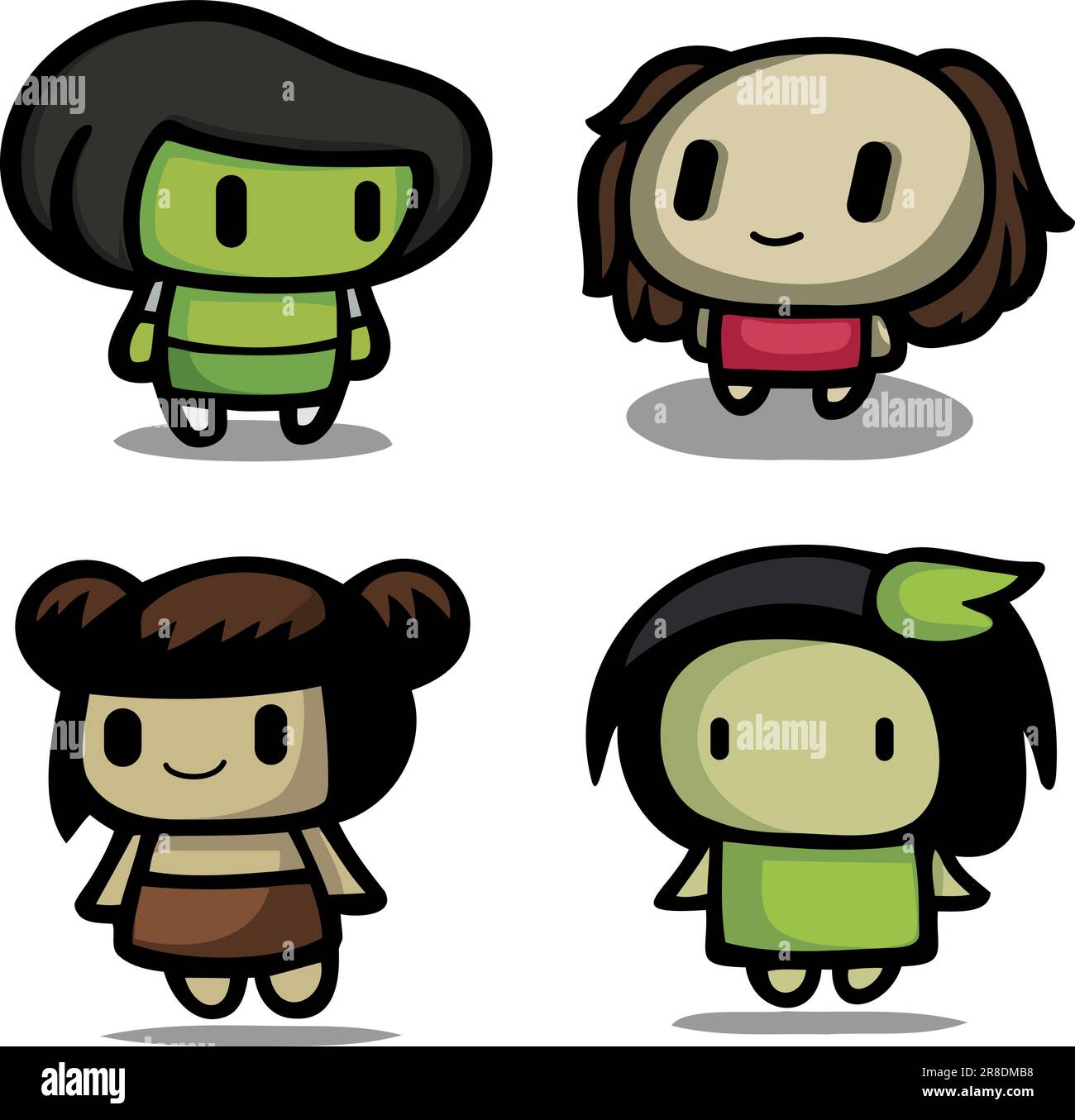 4 Cute Little Characters Over White Stock Vector Image Art Alamy 4 Cute Little Characters Over White Stock Vector Image Art Alamy