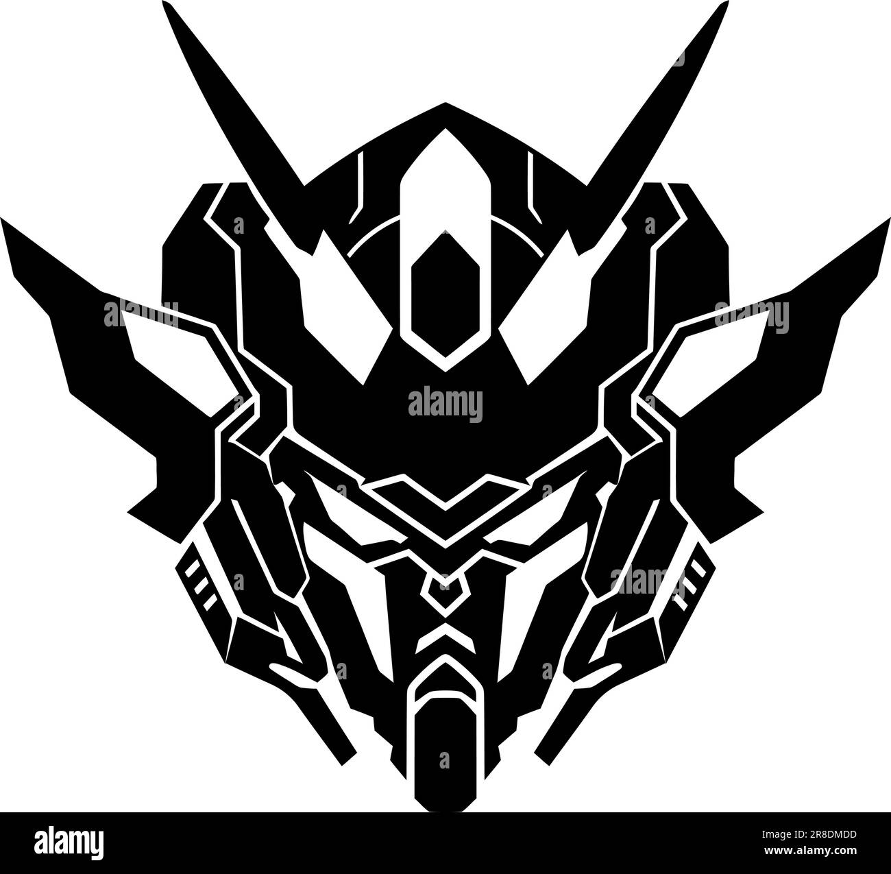 Mecha mask emblem in black over white Stock Vector Image & Art - Alamy