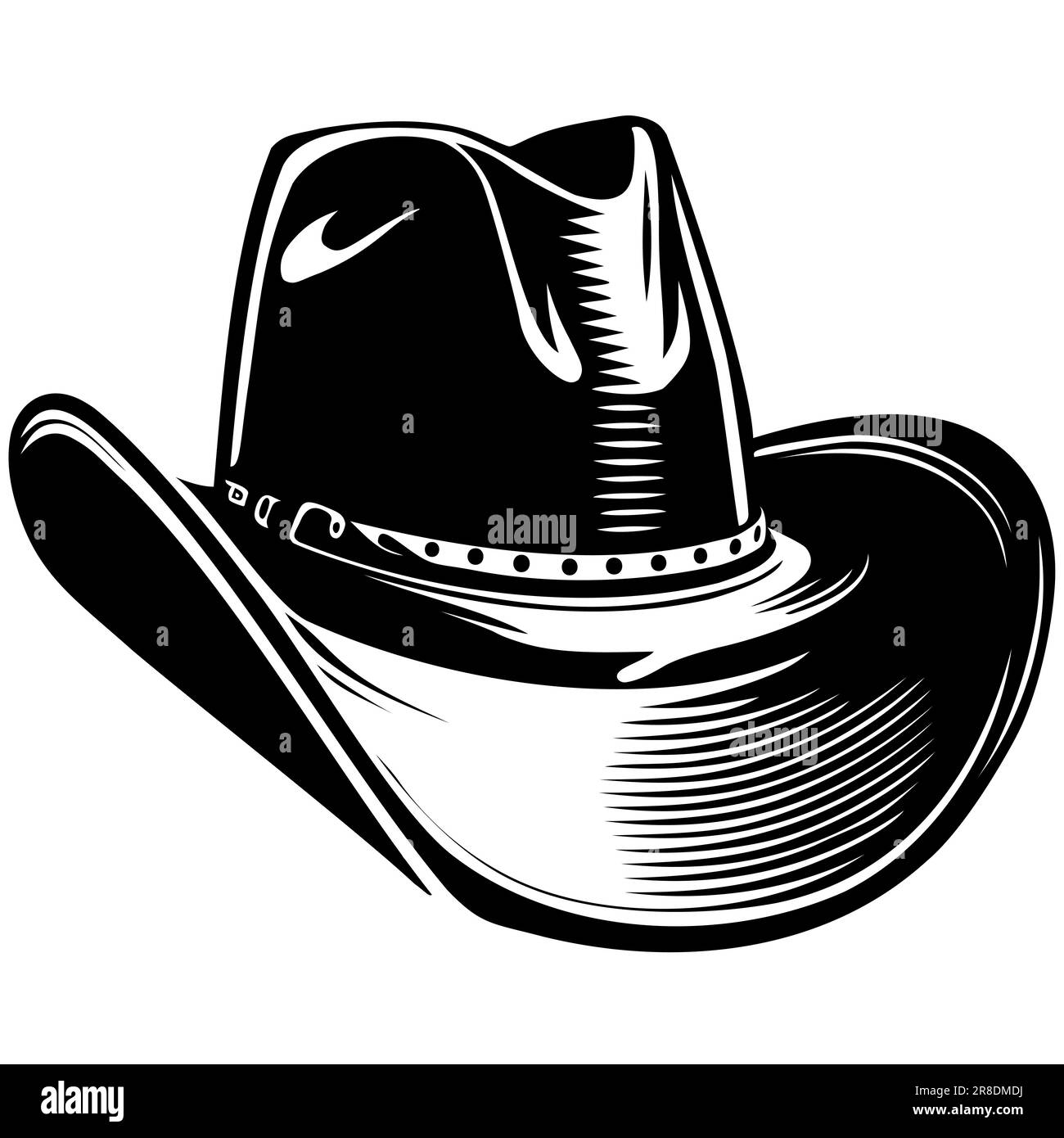 cowboy-hat illustration in black and white Stock Vector Image & Art - Alamy