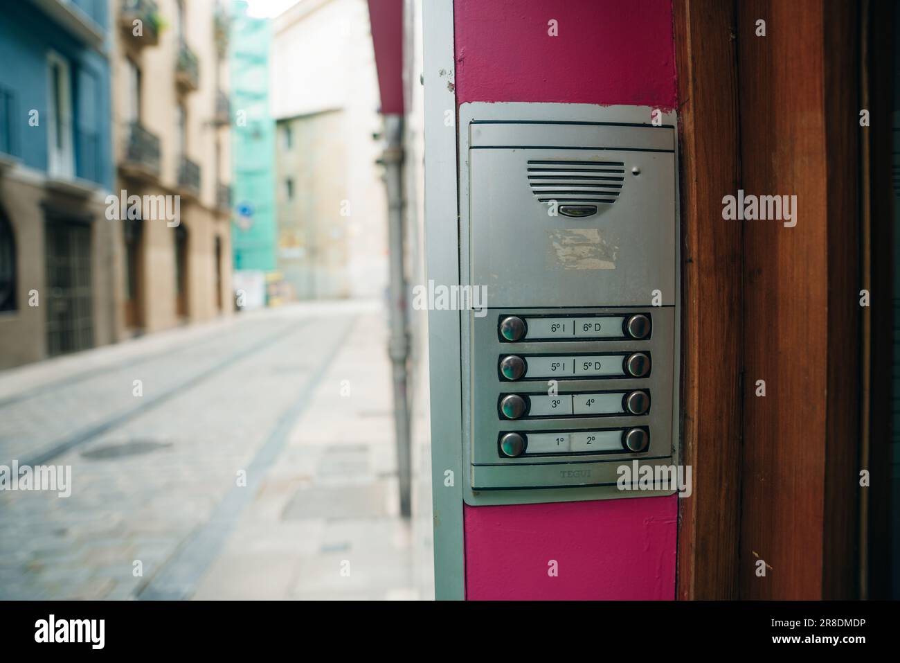 intercom on a wall with numbers of residents in europe. High quality ...