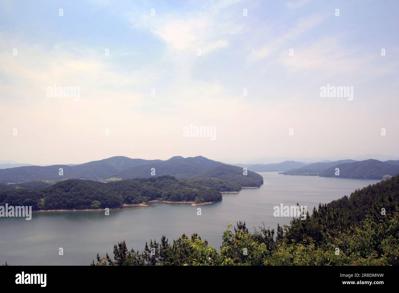 View of the observatory of Jinyang Lake, Jinju-si, Korea, Lakeside ...