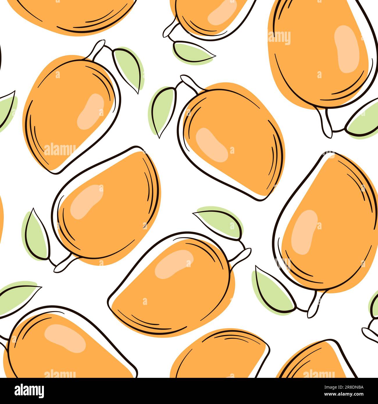 Mango line art pattern. Hand drawn mango background. Seamless pattern ...