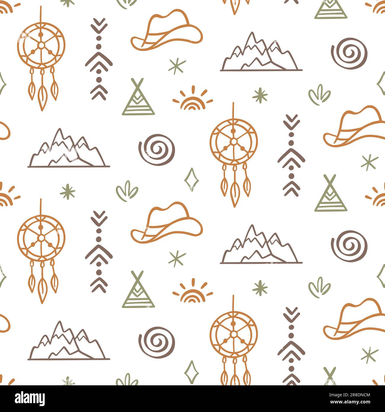Western Seamless Pattern. Cowboy Wild West Print Stock Vector Image ...