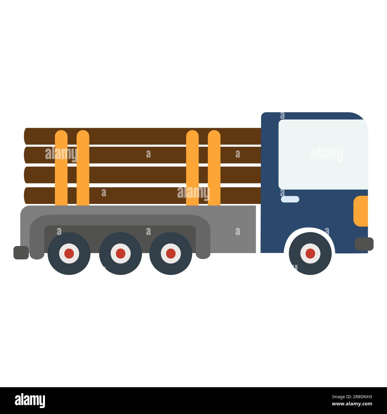 Cartoon logging truck. Vector illustration on a white background Stock ...