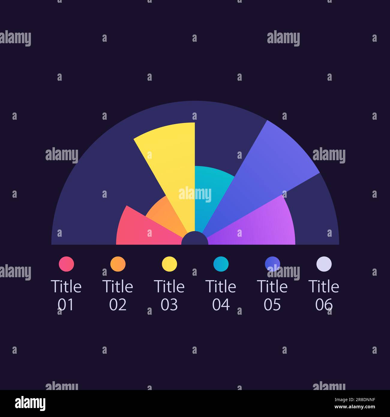 Half pie infographic chart design template for dark theme Stock Vector ...
