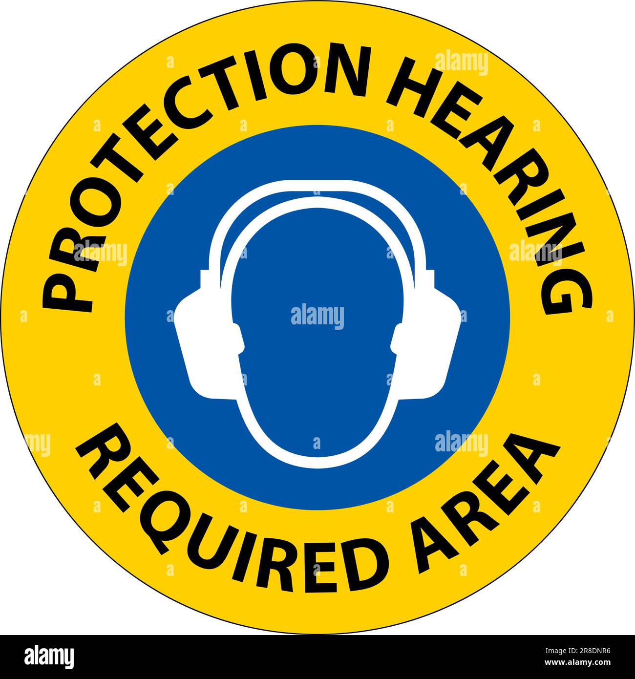 Notice Double Hearing Protection Sign On White Background Stock Vector