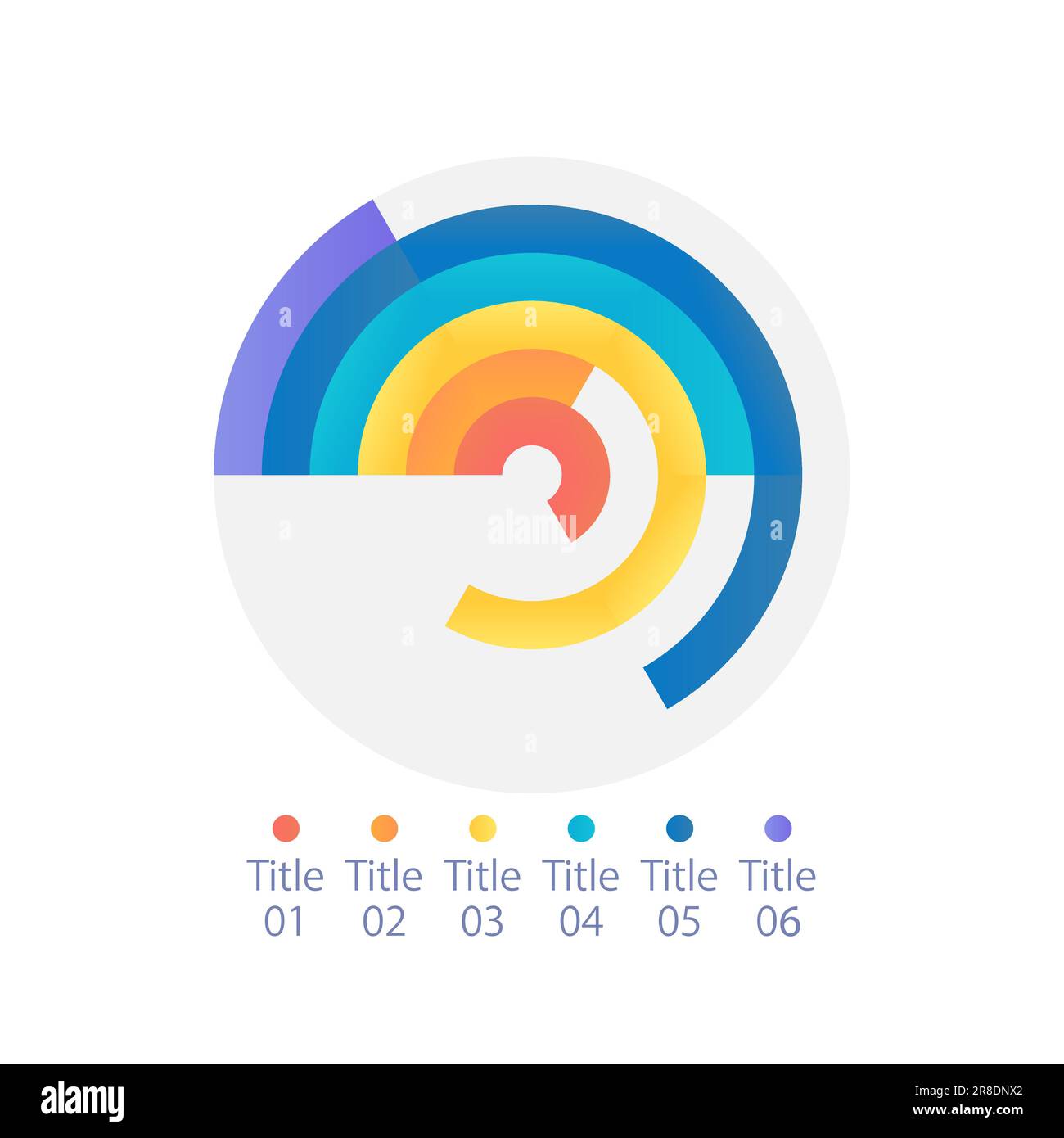 Radial bar infographic chart design template with six categories Stock ...