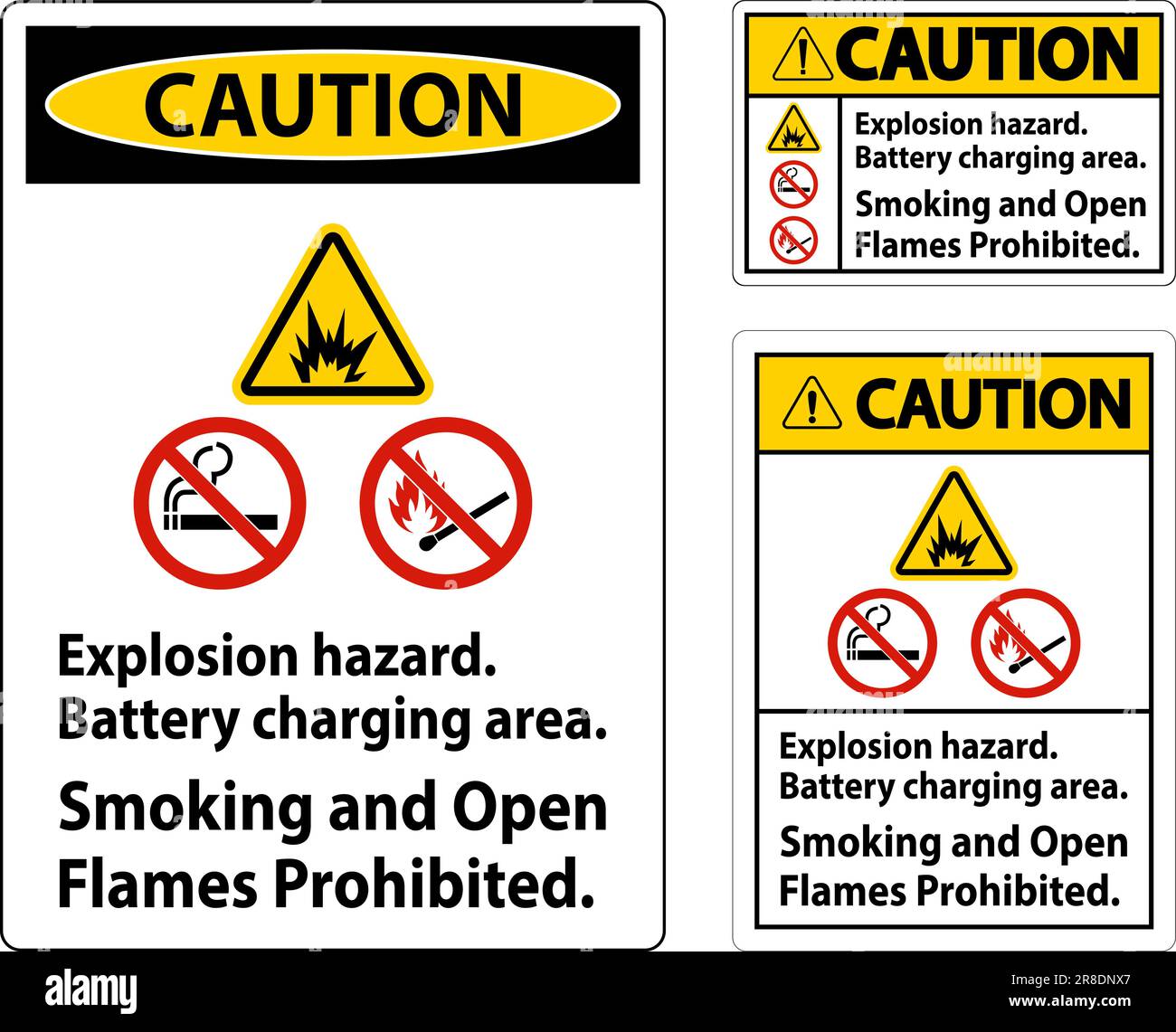 Caution Sign Explosion Hazard, Battery Charging Area, Smoking And Open ...