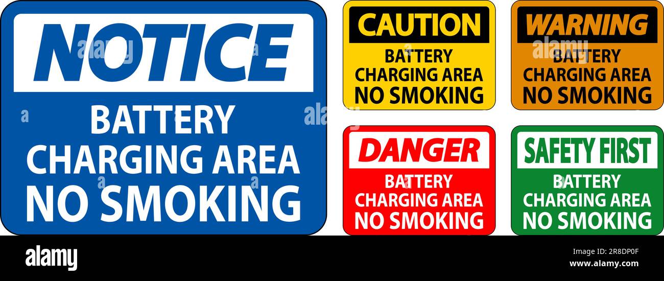Danger Sign Battery Charging Area, No Smoking Stock Vector Image & Art ...