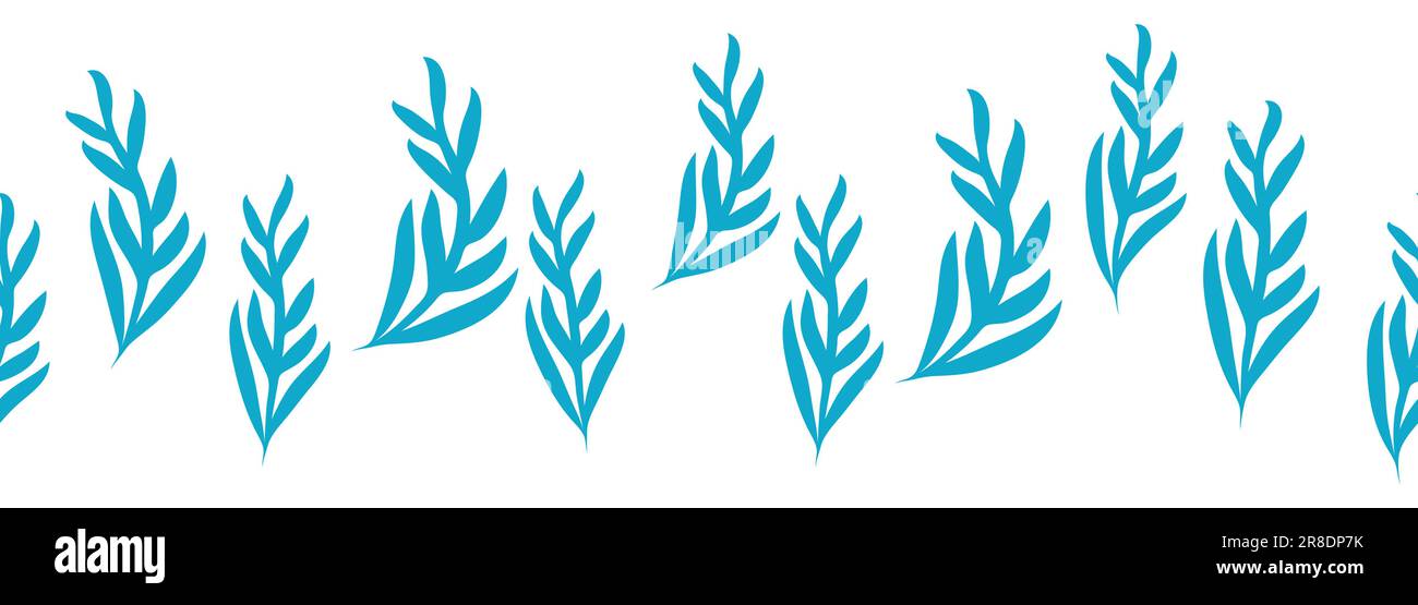 Leaves decorative, algae horizontal border seamless pattern Stock ...