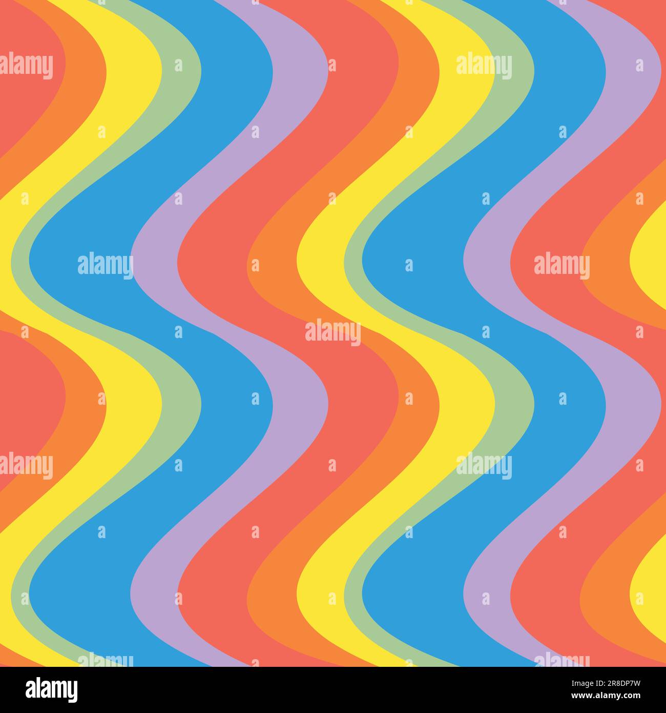 Vector seamless pattern of groovy wavy lgbt flag rainbow Stock Vector ...