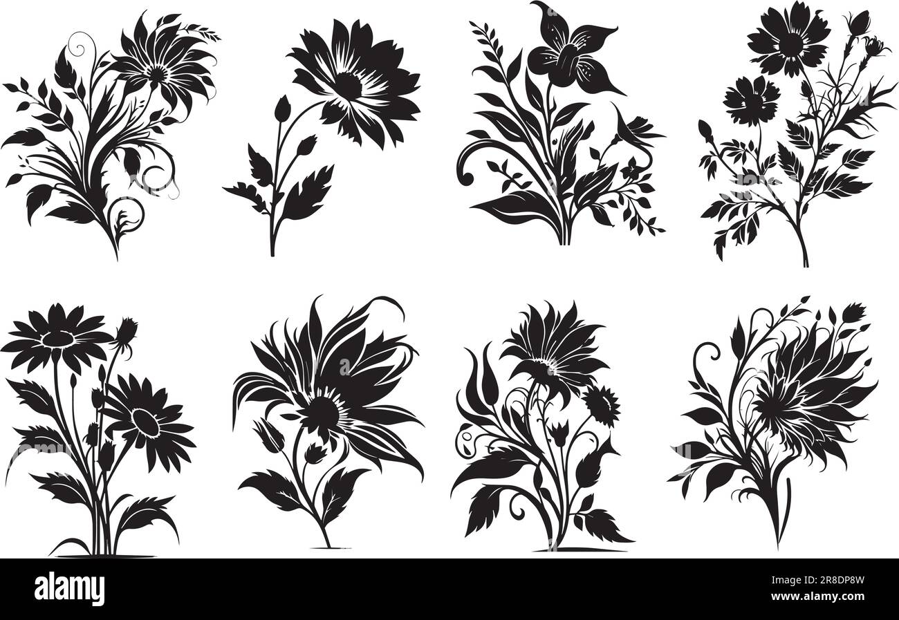Vector set of wildflowers, Vector illustration for T-shirt graphic ...