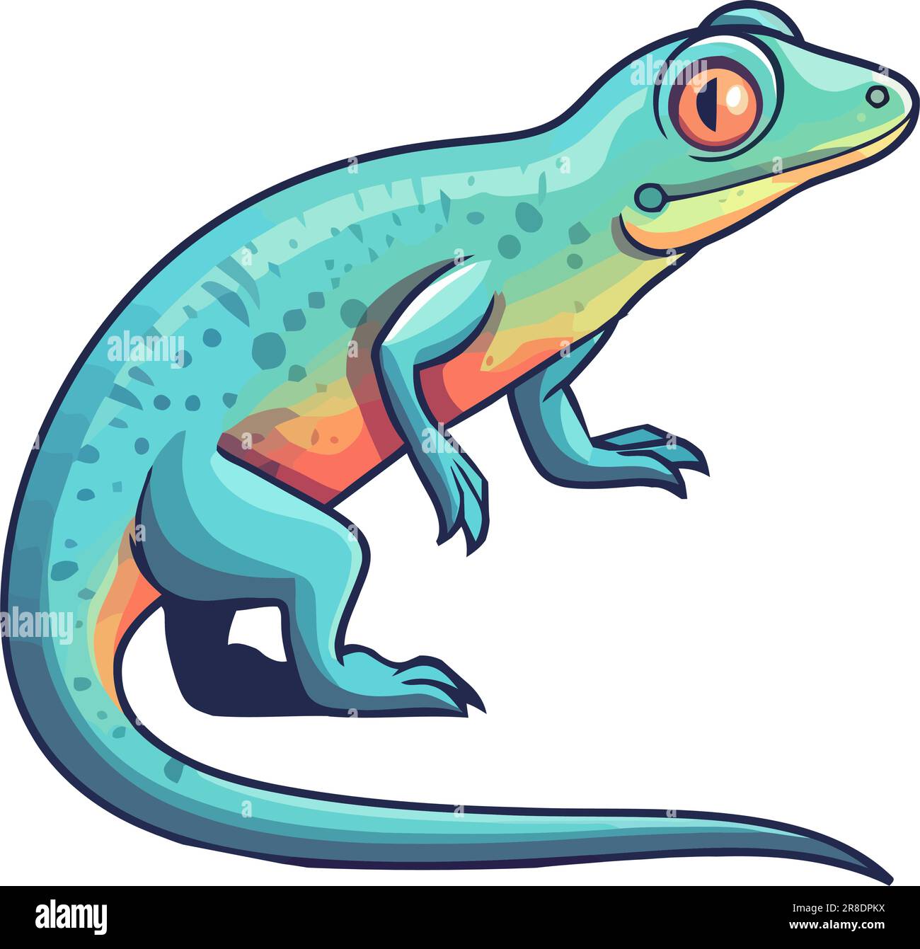 Cute blue gecko sitting on branch, isolated Stock Vector Image & Art ...