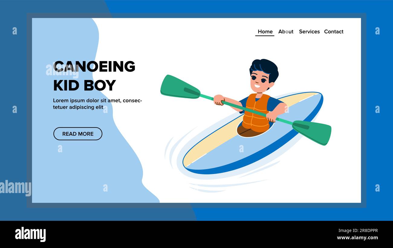 canoeing kid boy vector Stock Vector Image & Art - Alamy