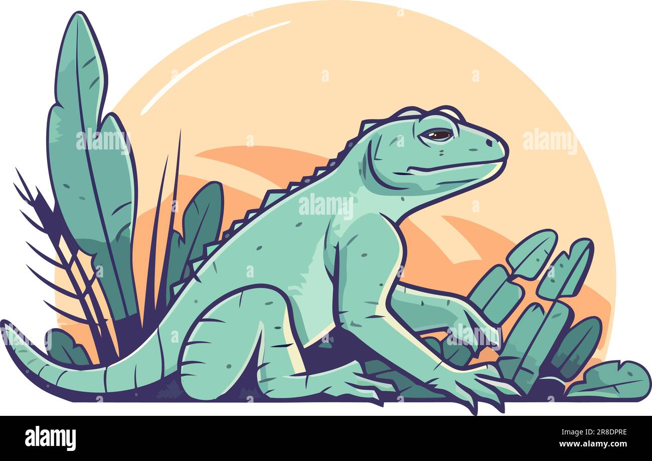 Cute cartoon lizard with long tail isolated Stock Vector Image & Art ...