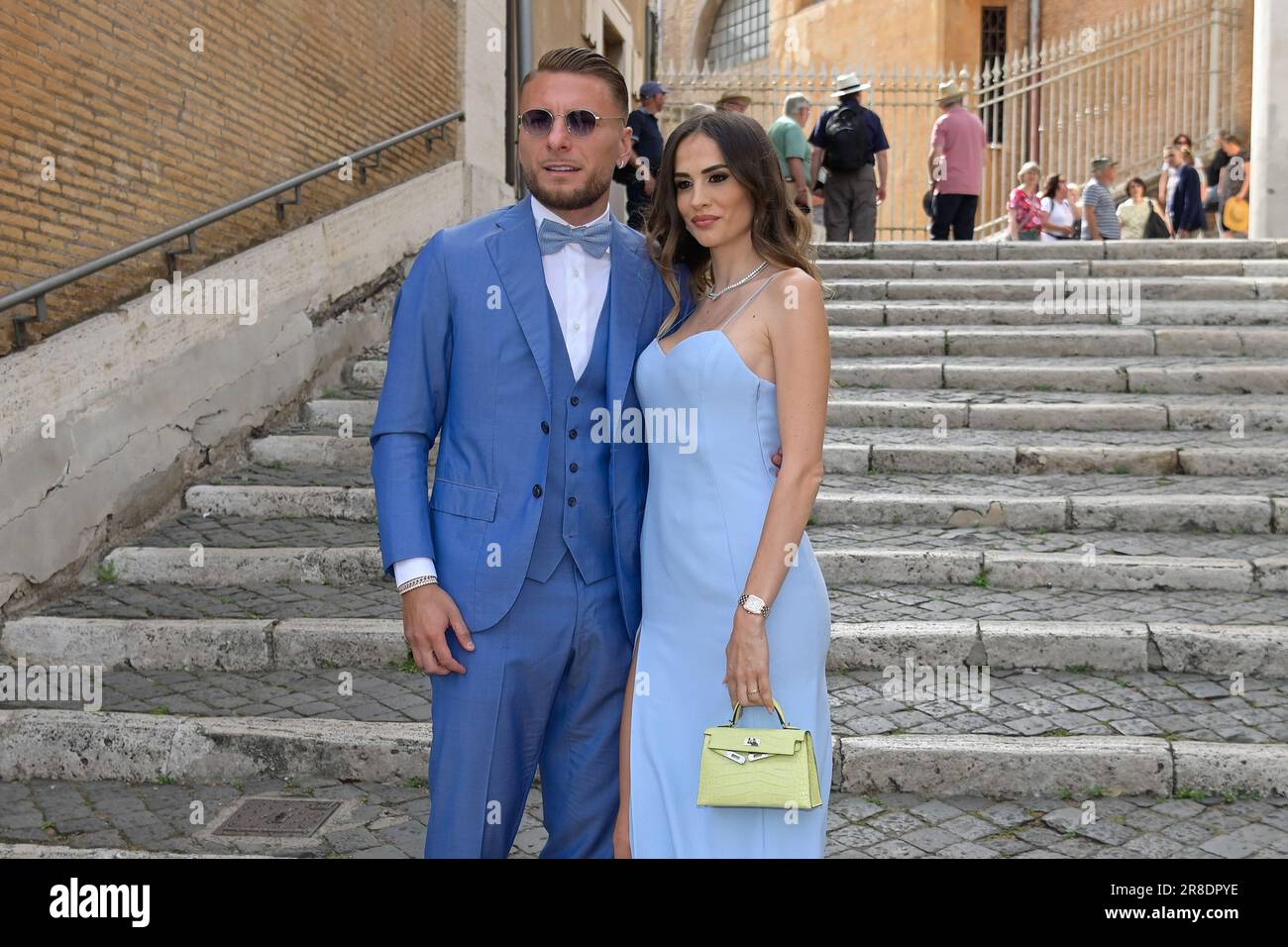 Rome, Italy. 20th June, 2023. Ciro Immobile (l) and Jessica Melena (r ...